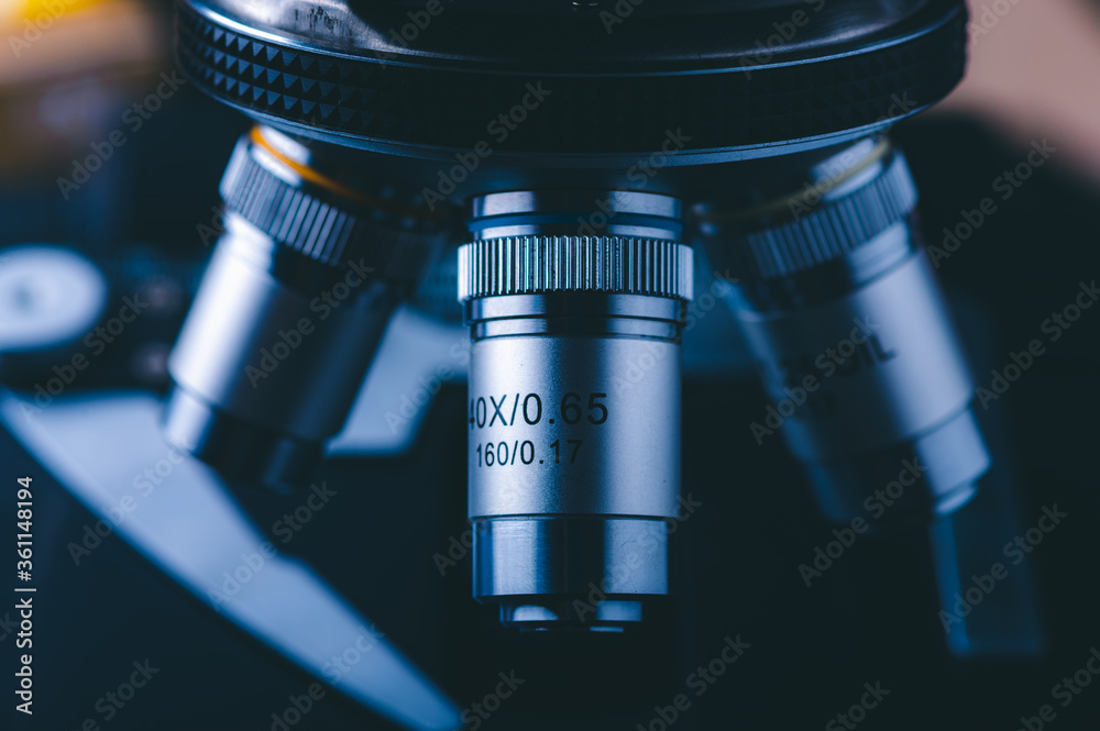 Hight technology microscope at medical science laboratory for ...