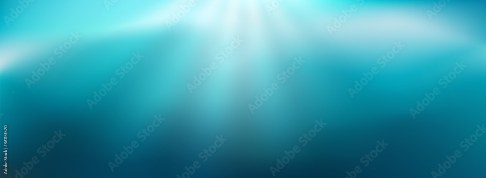 Abstract blue gradient background. Ocean bed with sunlight. Blurred ...