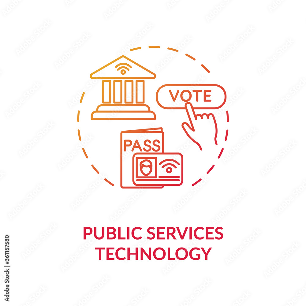 Public service technology red gradient concept icon. Electronic ...