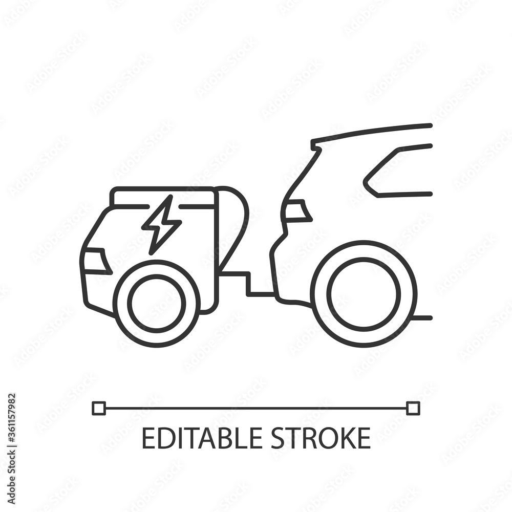 Range extender linear icon. Electric vehicle additional energy supply ...