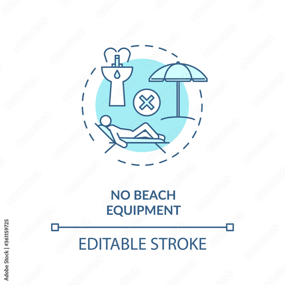 No beach equipment concept icon. Beach safety idea thin line ...