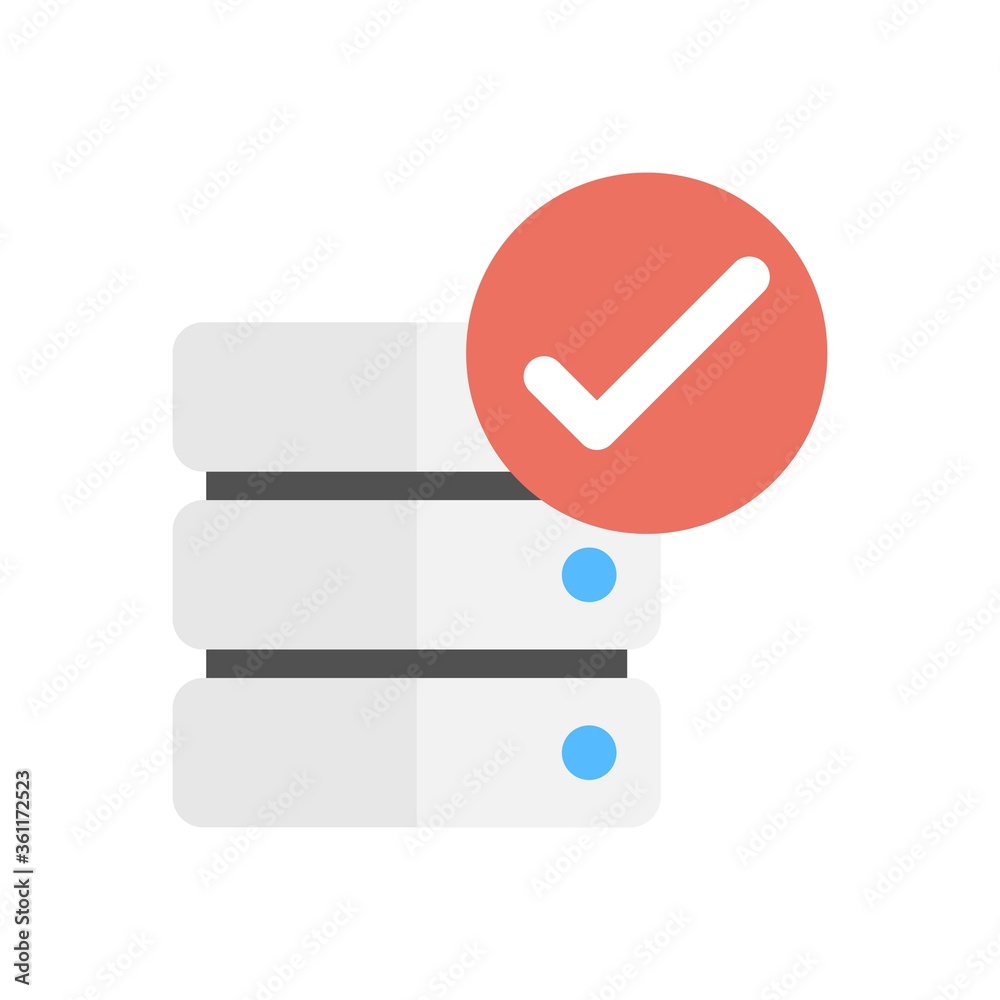 Database ok icon illustration. Database with check mark sign. Approved ...