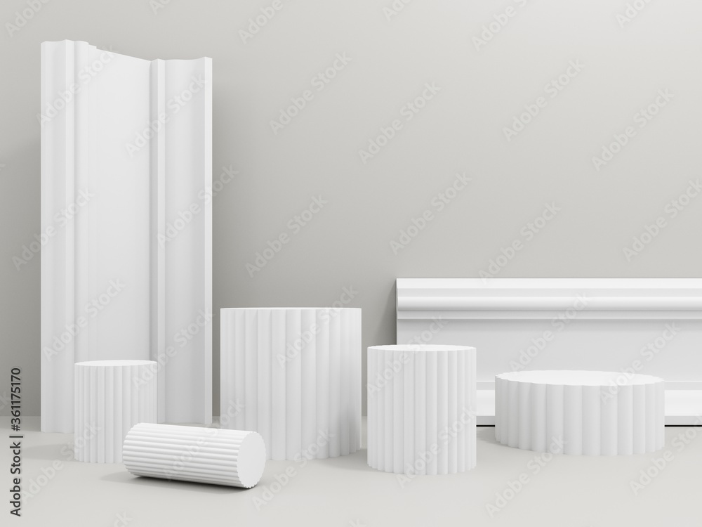 Exhibition stand, podium in the form of classic Greek pillars. 3D ...