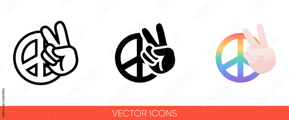 Peace sign hand with fingers and pacific sign, international symbol of ...