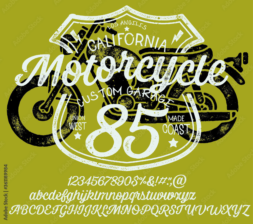 Motorcycle club community logo design.Decorative vintage brush script ...