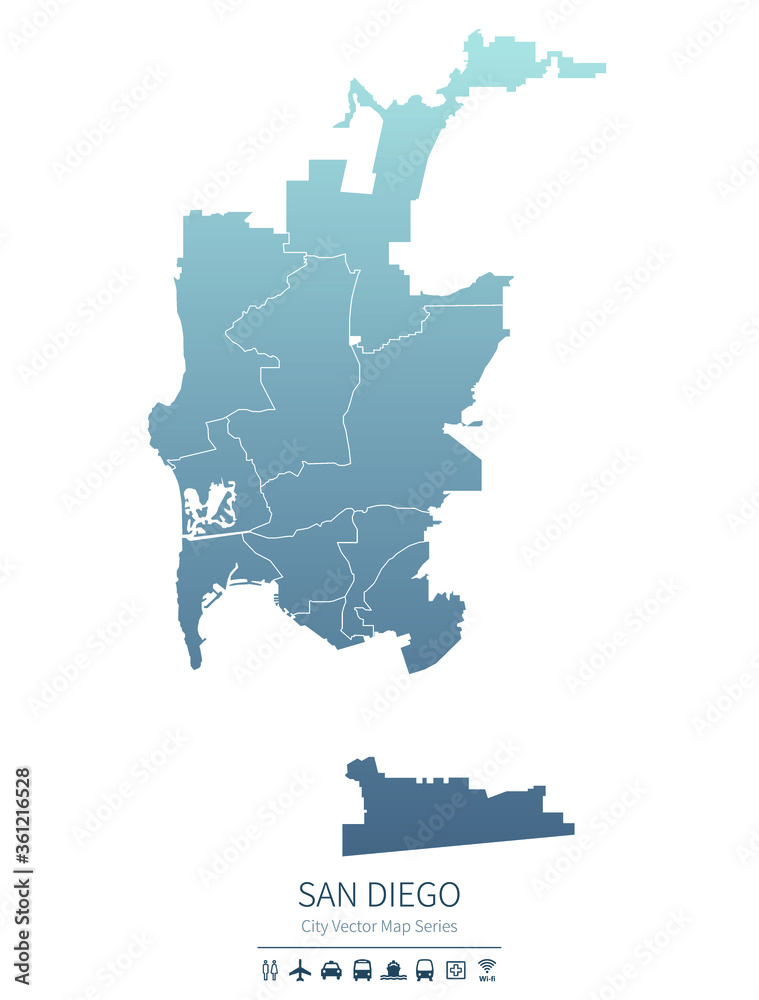 san diego map. us city vector map. Stock Vector | Adobe Stock