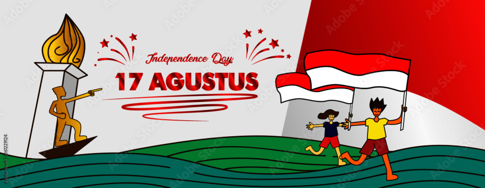 17 agustus is mean Indonesia Independence day, banner template vector ...