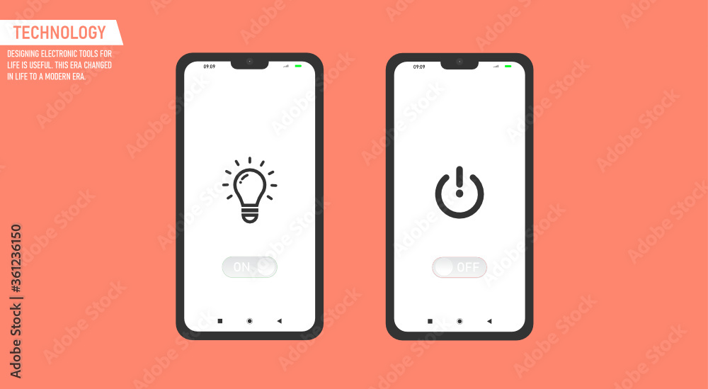 Vector on and off dark and light mode switcher switch for phone screen ...