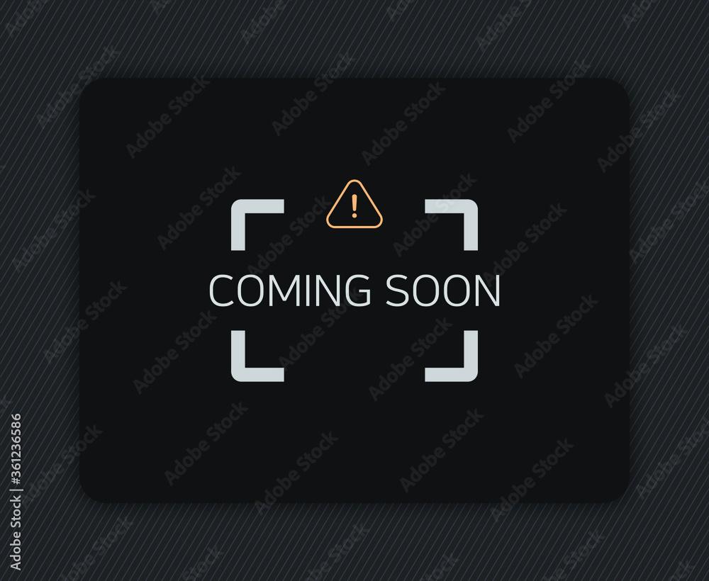 Coming soon. no photo. Picture frame vector illustration on dark grey ...