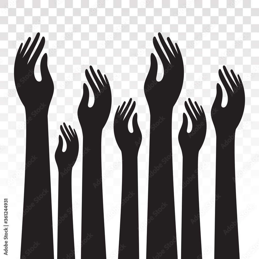 People raised hands / kids raising hands flat icon for apps and ...