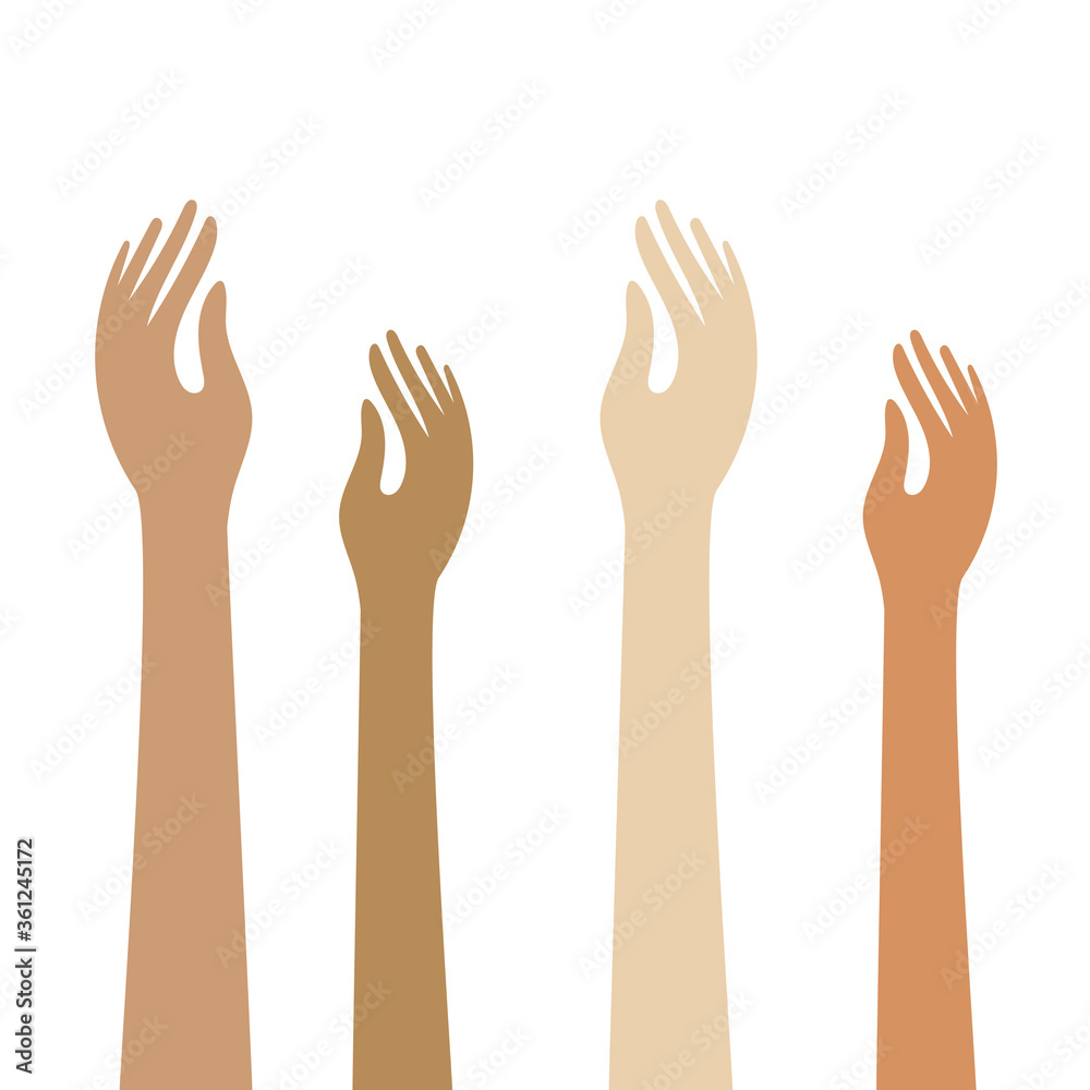Students / kids raising hands - flat colour icons for apps and websites ...