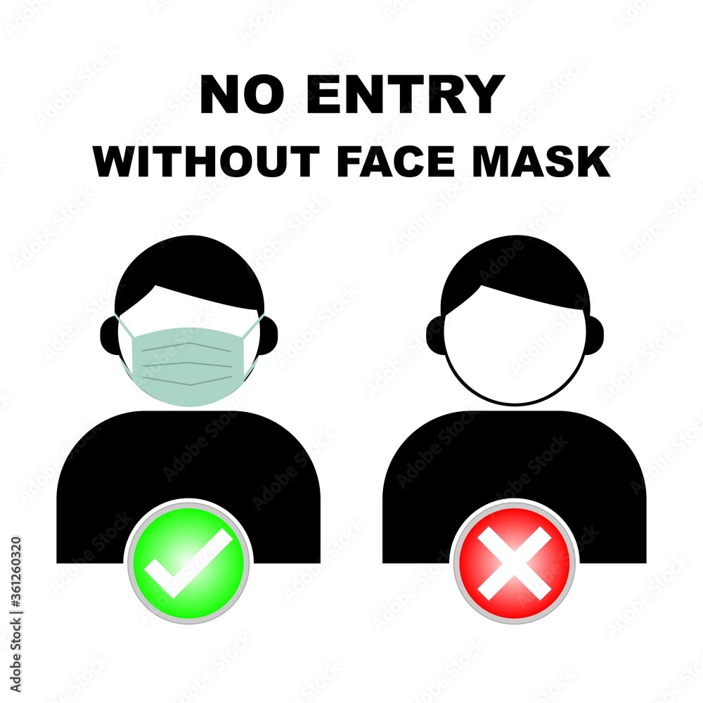 Vector illustration. No face mask, no entry. Stock Vector | Adobe Stock