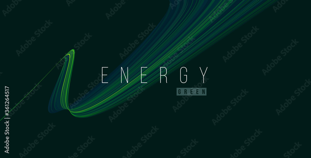 Abstract design element of green energy line texture stripe curve ...