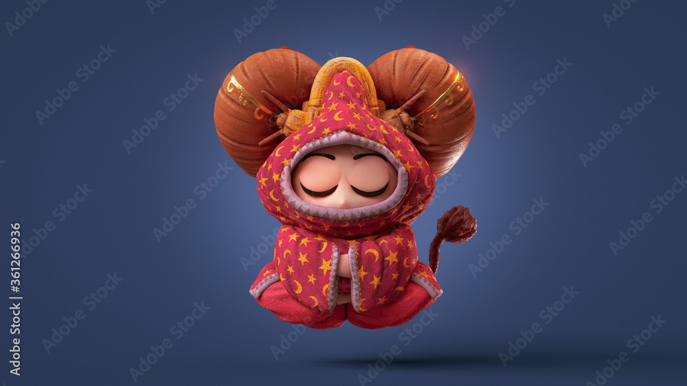 Kawaii chibi faun wizard girl floating in the air with legs crossed ...