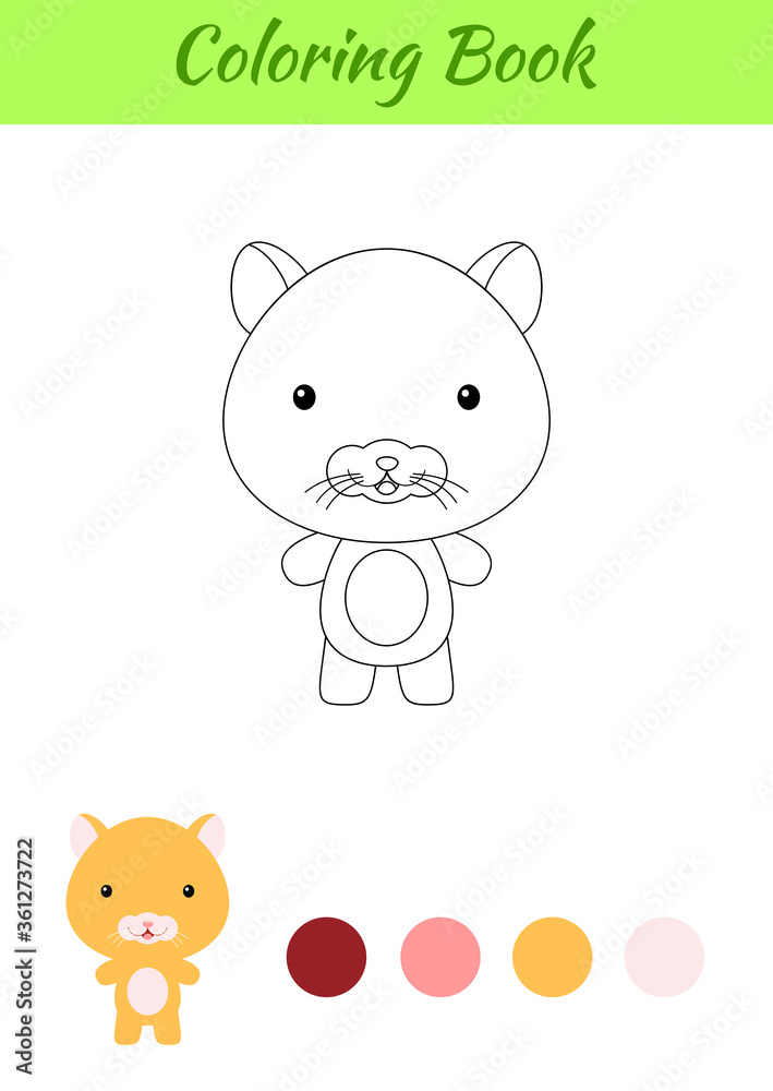 Coloring page happy little baby hamster. Printable coloring book for ...