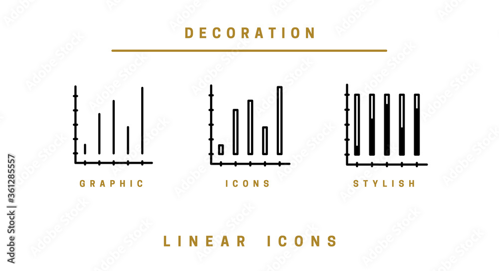 Set Icons diagram in linear style. Infographics icon chart vector ...