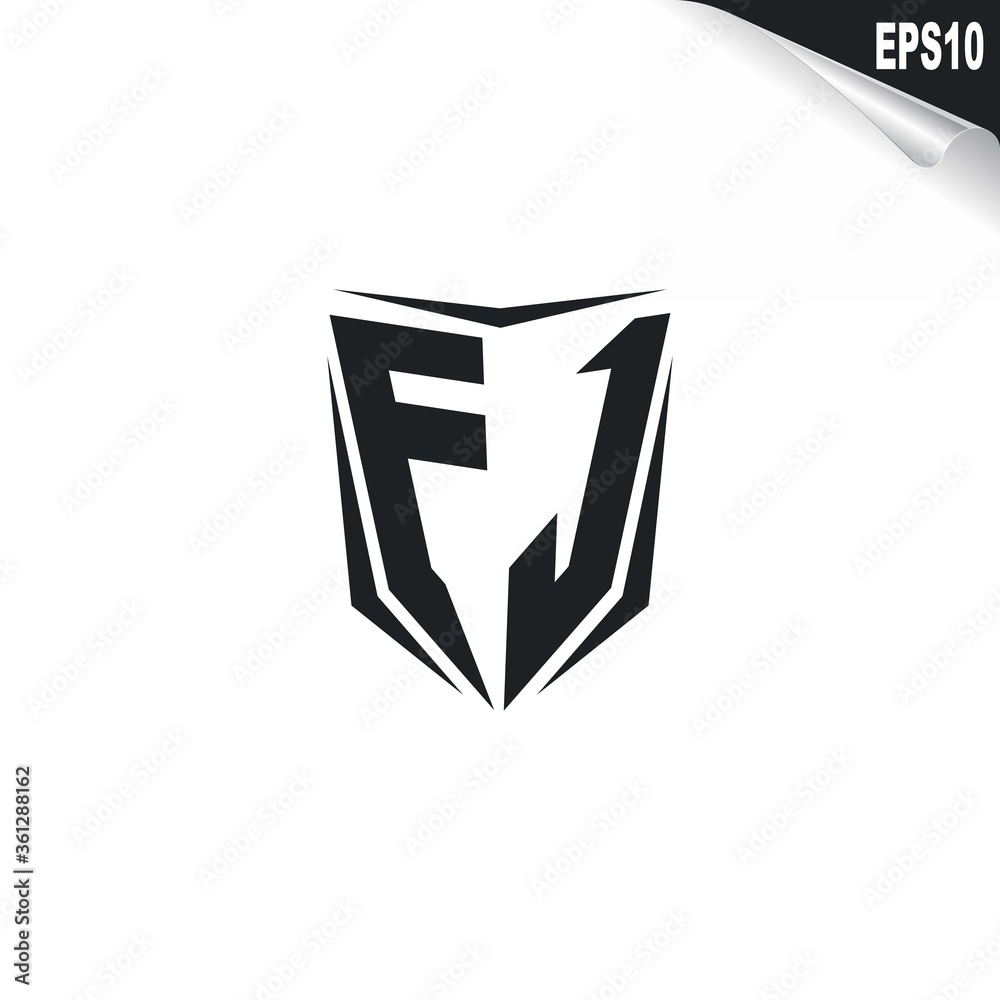 Initial FJ logo design with Shield style, Logo business branding. Stock ...