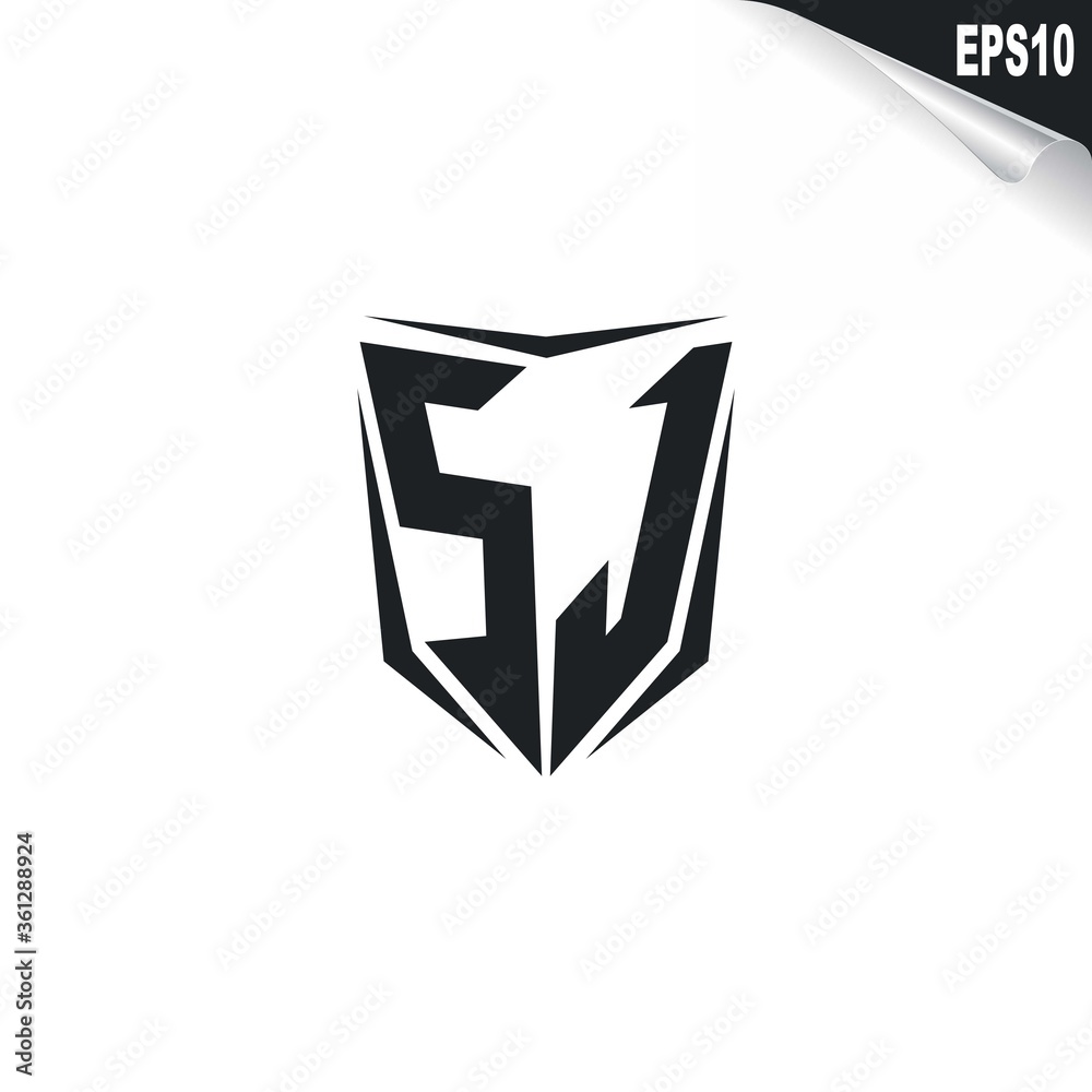 Initial SJ logo design with Shield style, Logo business branding. Stock ...
