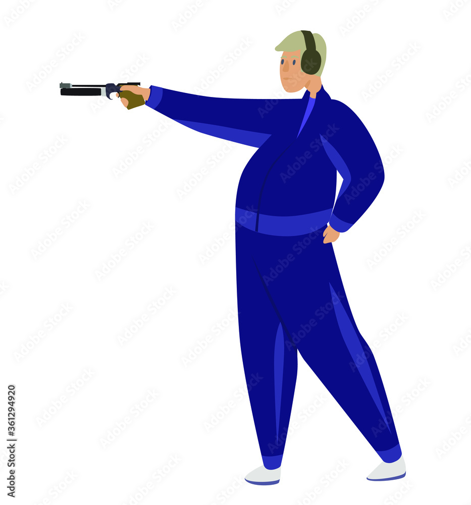 Shooting sport flat vector illustration. Man, guy, train, shoot a ...