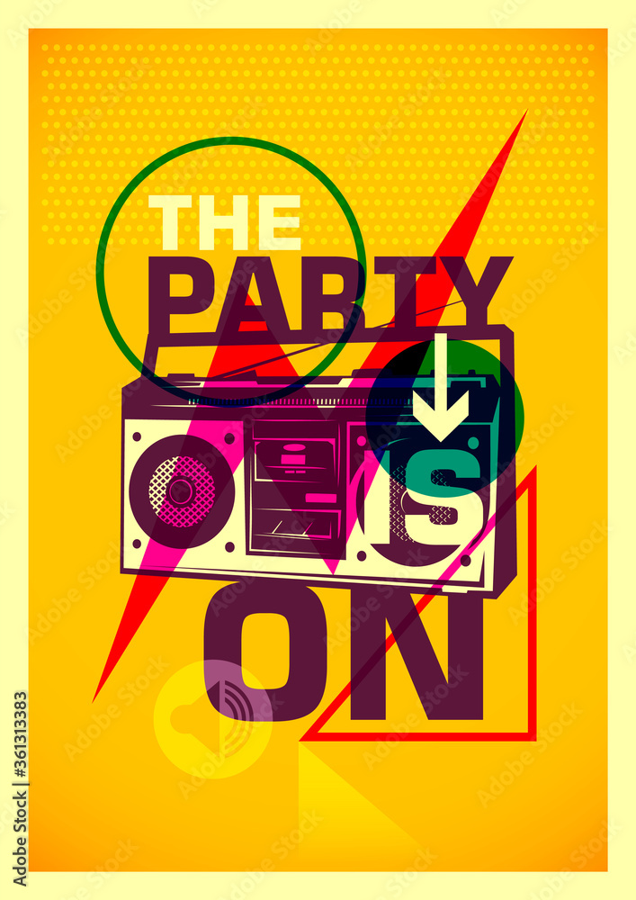 Colorful party poster design in modern style. Vector illustration ...