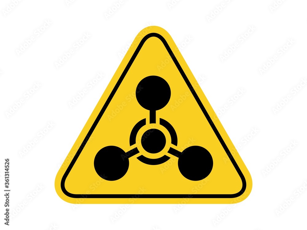 isolated warning chemical weapon hazards symbols on yellow round ...