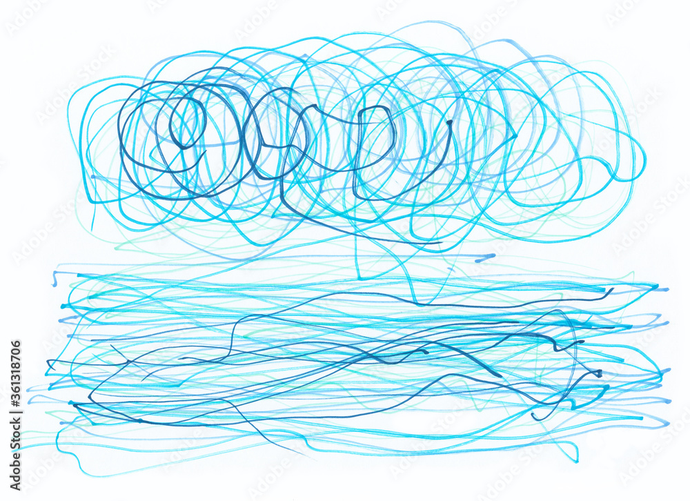 The background of straight and curved lines in blue shades is drawn ...