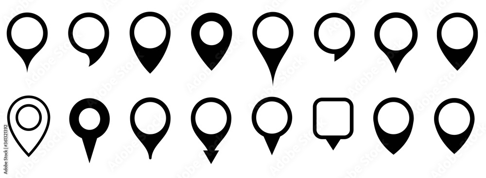 Map marker pointer icon set . Marker map icons symbol. Pointer map. GPS ...