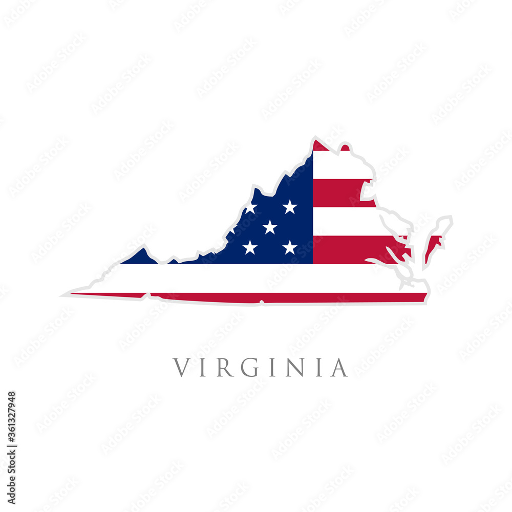 Shape of Virginia state map with American flag. vector illustration ...