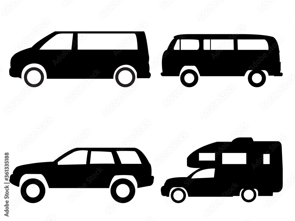 Cars collection icons set on white background, Vector Car Type and ...
