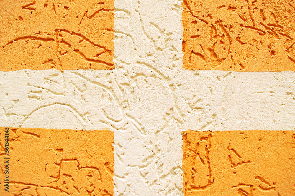 White and orange seamless texture in the shape of cross with curved ...