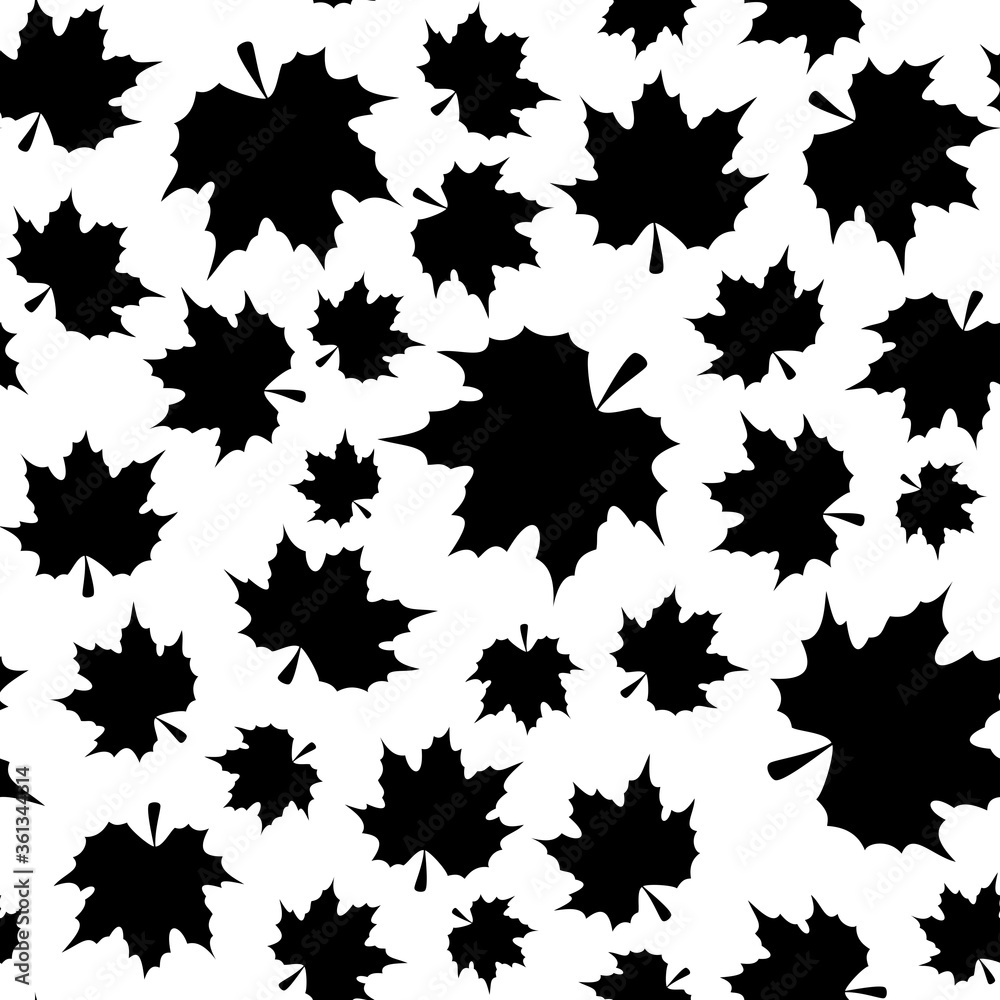 Black maple leaves on white background. Seamless pattern. Isolated on ...