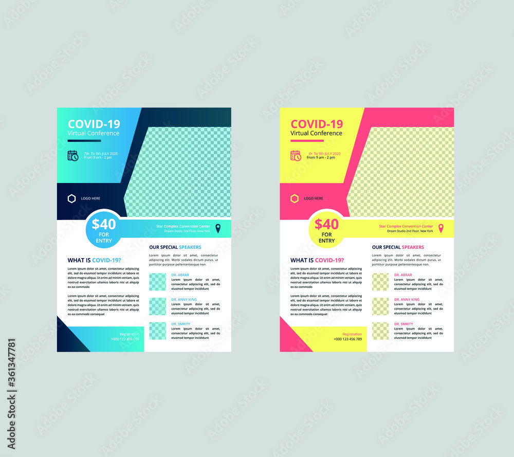 Coronavirus Covid-19 Medical HealthCare Vector flyer template. Vector ...