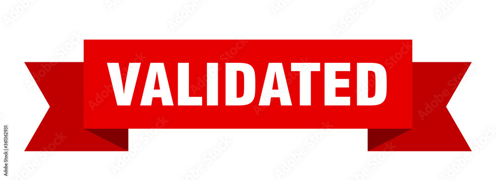 validated ribbon. validated isolated band sign. validated banner Stock ...