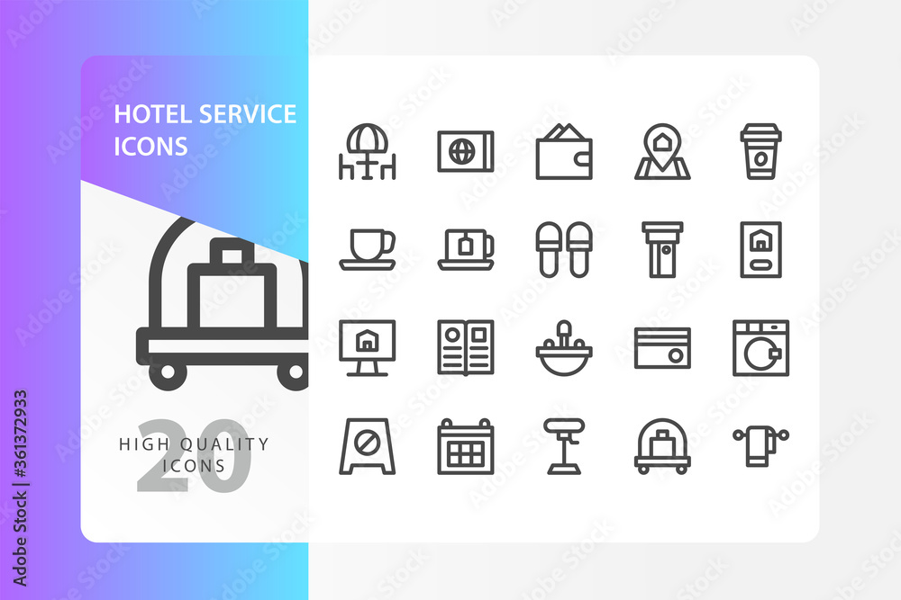 Hotel service icon pack isolated on white background. for your web site ...