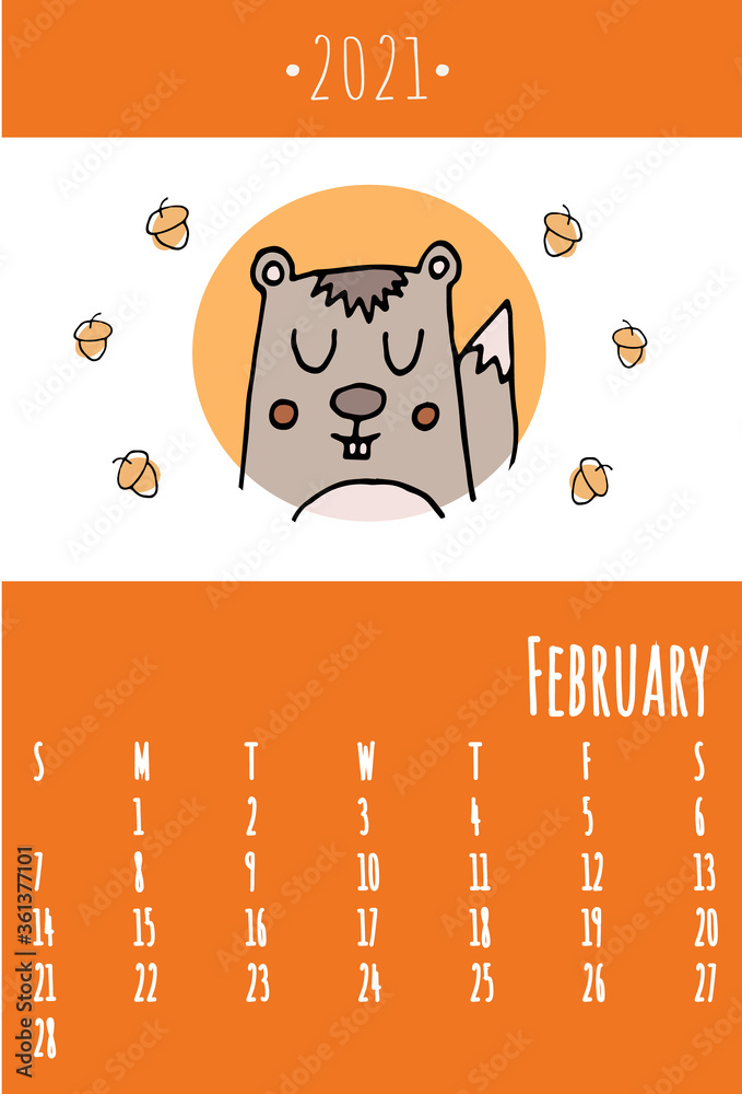 Calendar 2021. Cute calendar 2021 for kids. Can be used at school or ...