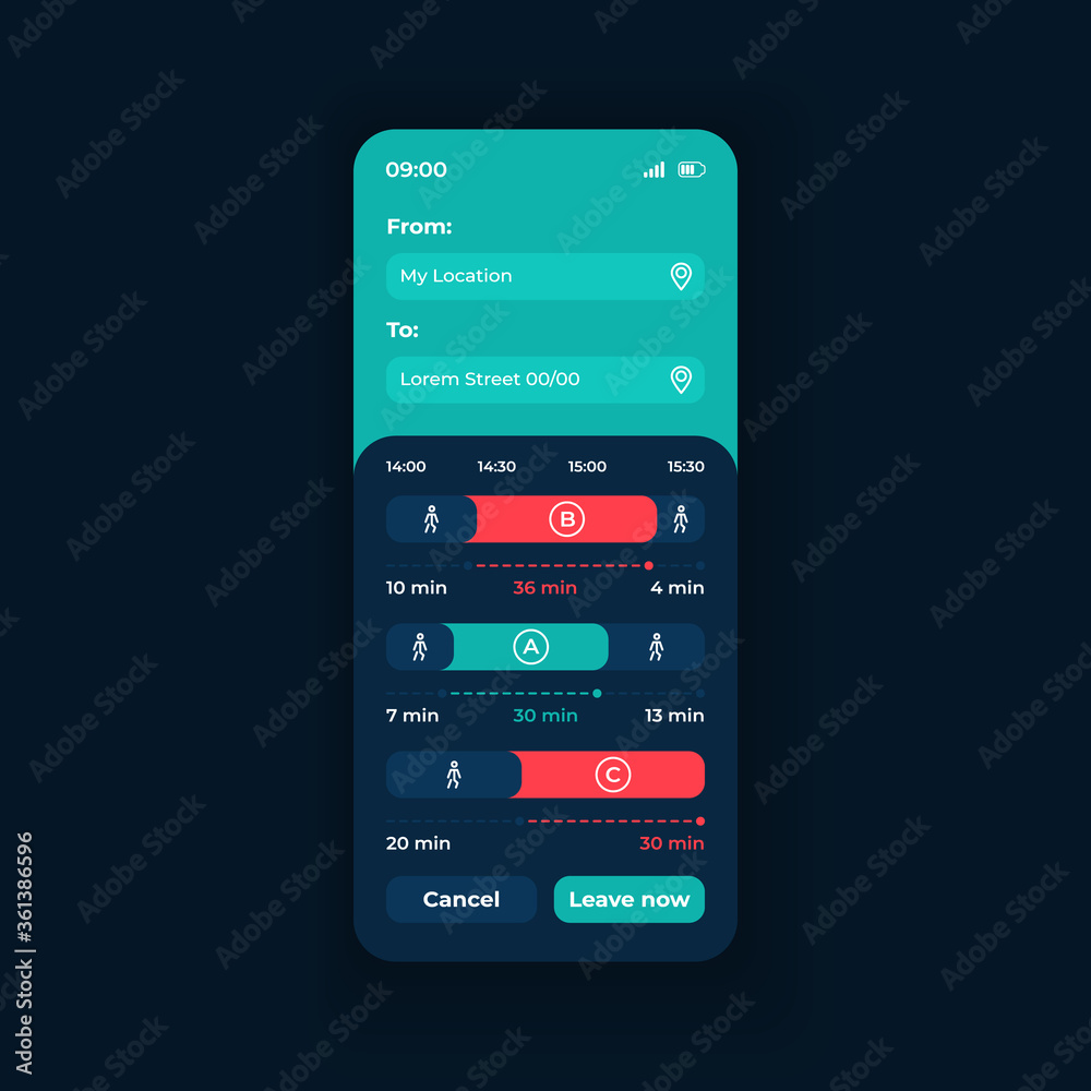 Bus traffic app smartphone interface vector template. Mobile app page ...