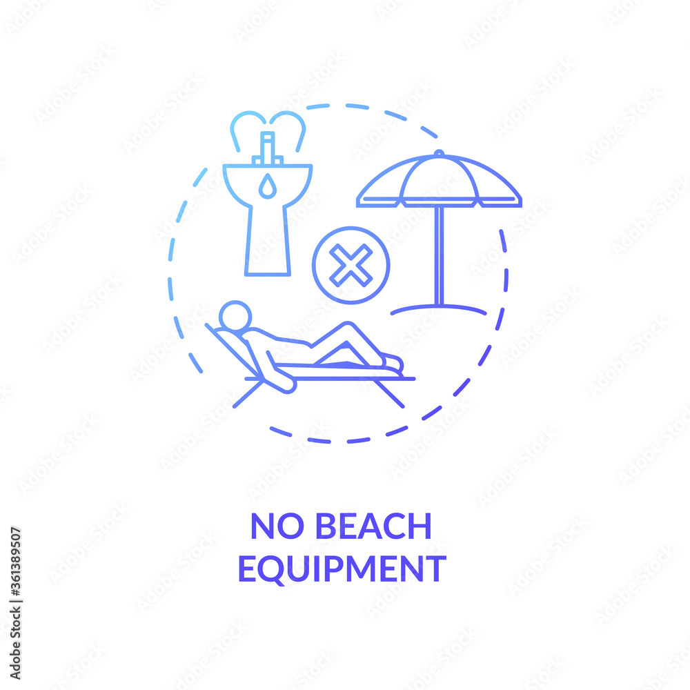 No beach equipment concept icon. Beach safety idea thin line ...