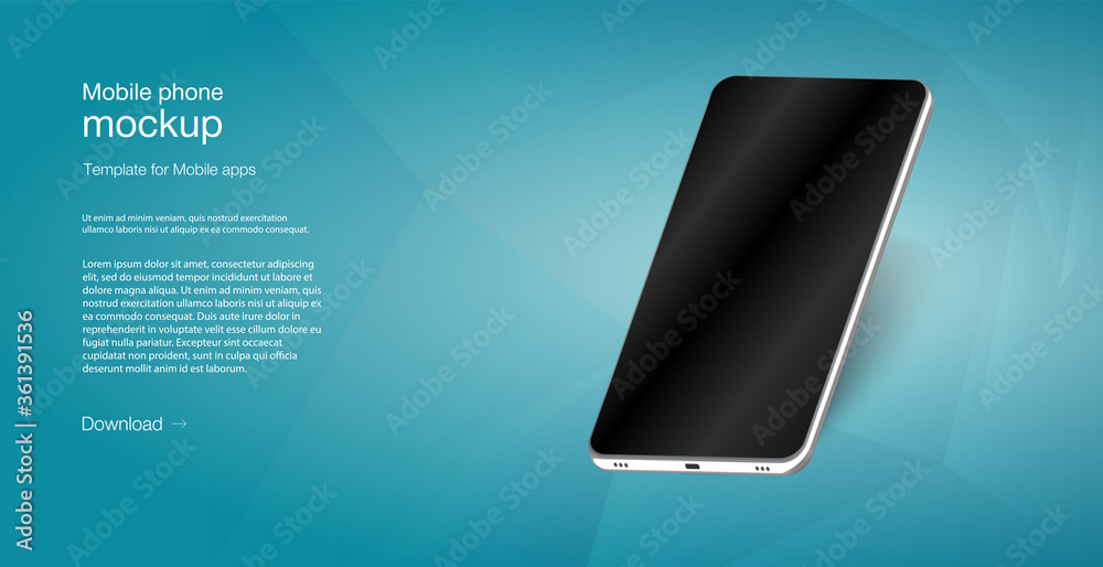 Isometric illustration cell phone. Smartphone frame less blank screen ...