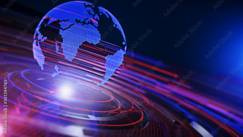 3D World News Background, digital world breaking news Studio Background ...