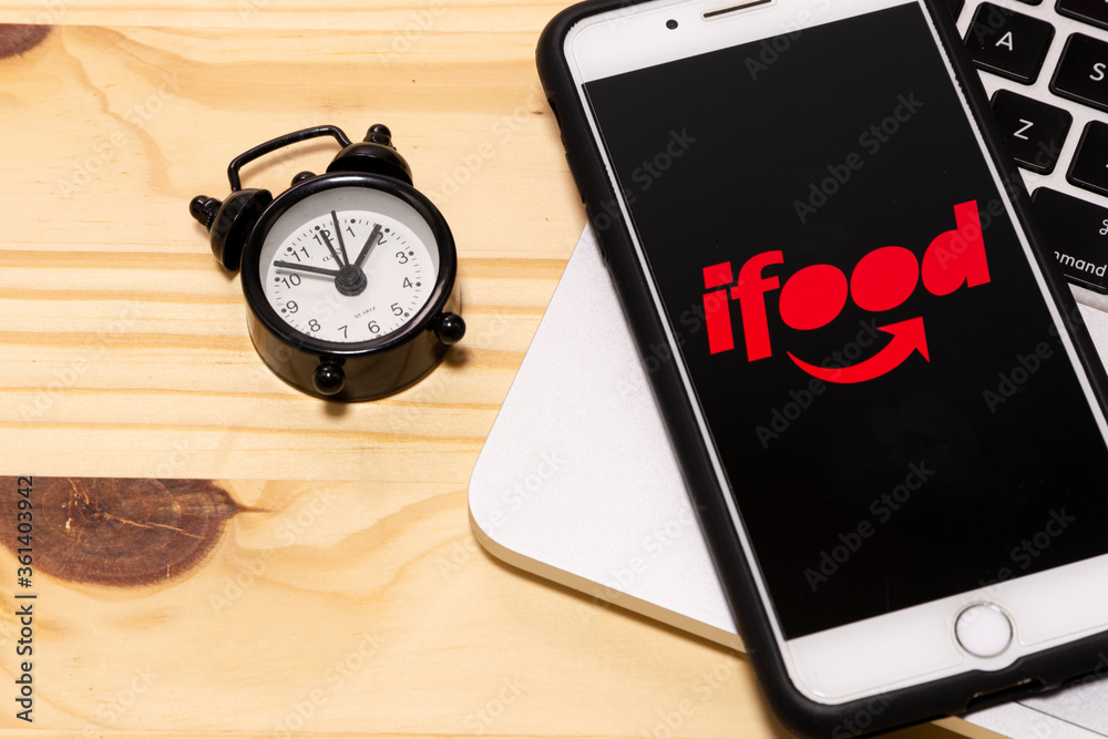 December 24, 2019, Brazil. ifood logo on the screen of the mobile ...
