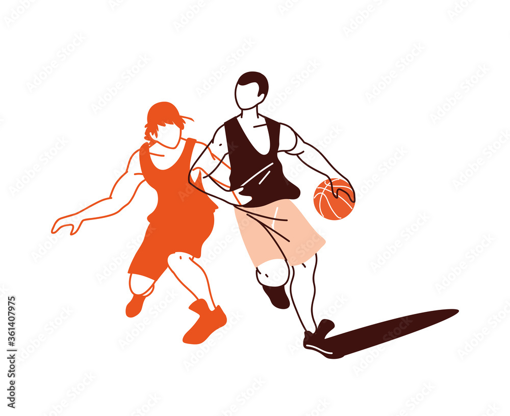 Two basketball players men with ball vector design Stock Vector | Adobe ...