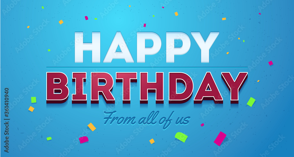 Blue Birthday Card. Happy birthday Greeting typographic design. Stock ...