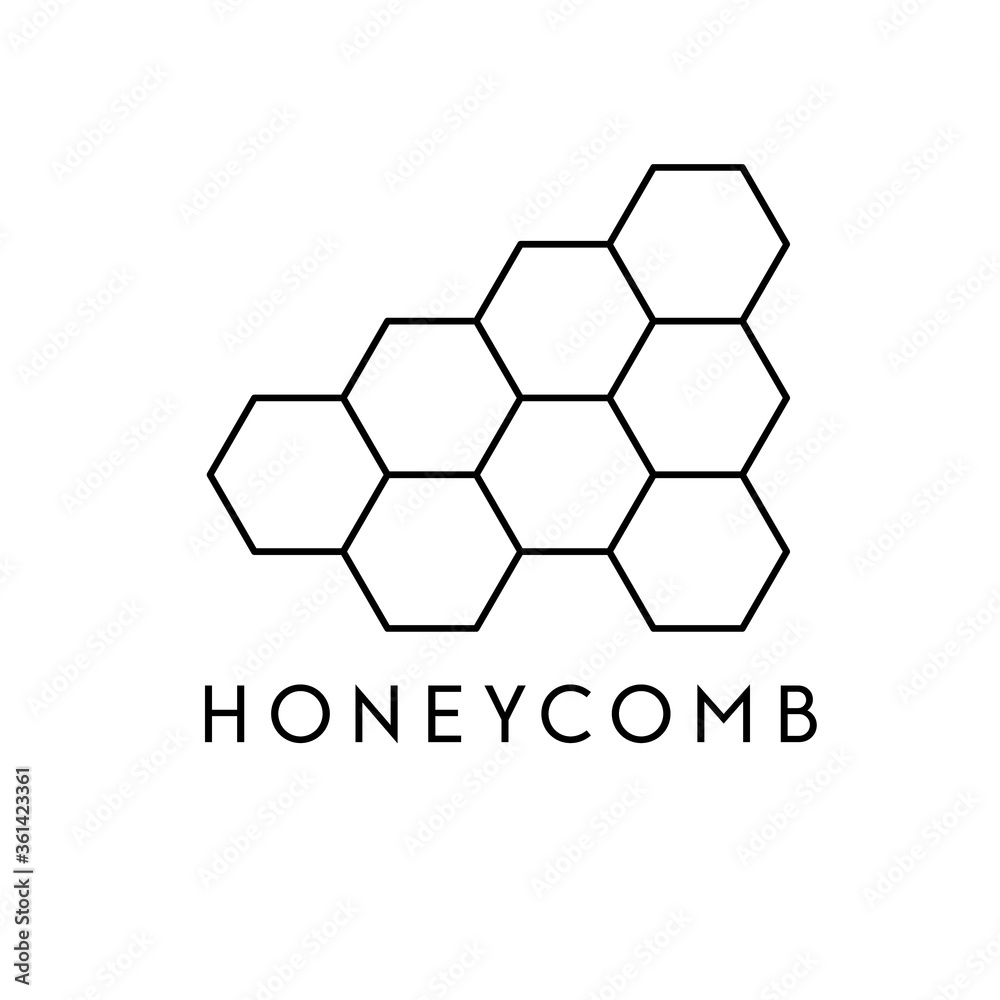 Vector illustration of a honeycomb silhouette with type. Logo design ...