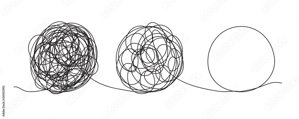 scribble line doodles. the concept of transition from complicated to ...