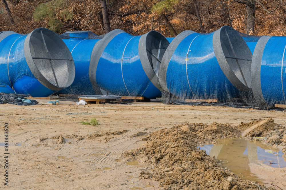 Sections of steel industrial pipes Stock Photo | Adobe Stock