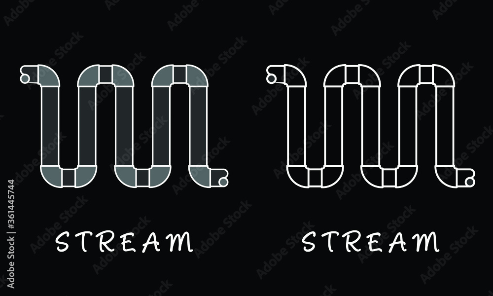 Simple Logo of Bending Pipe Streams Logo Design Template shaped from ...