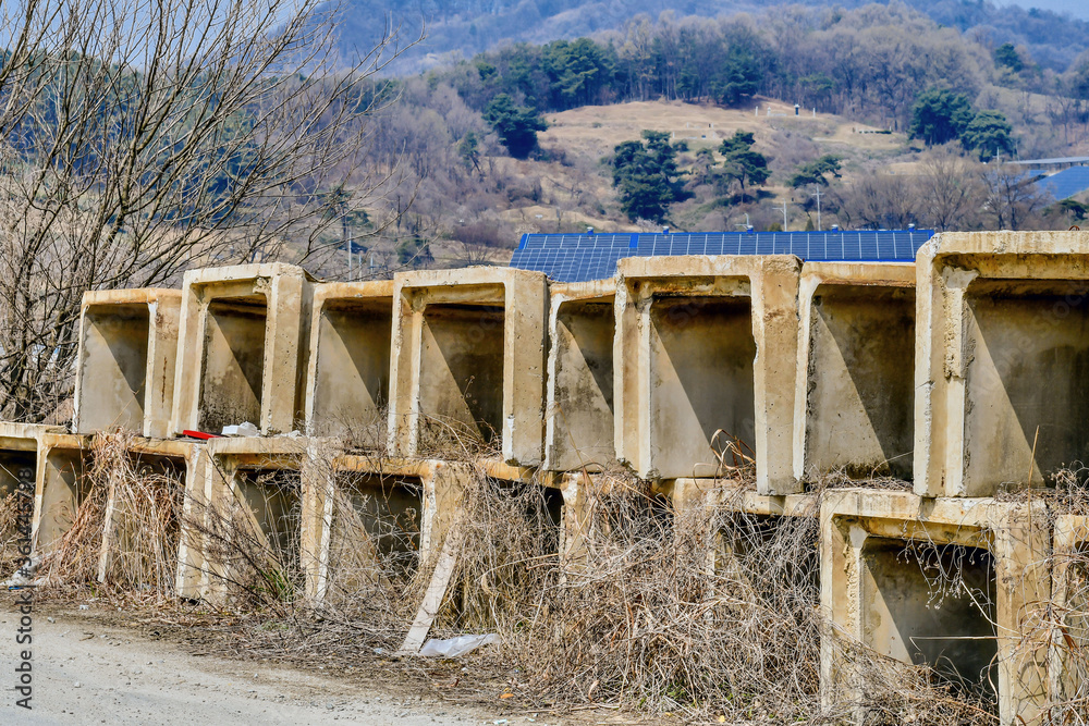 Square concrete drainage culverts Stock Photo | Adobe Stock