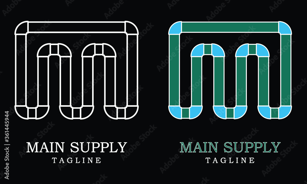 Logo Design of Bending Pipe in M type shape Letter M Initial Logo ...