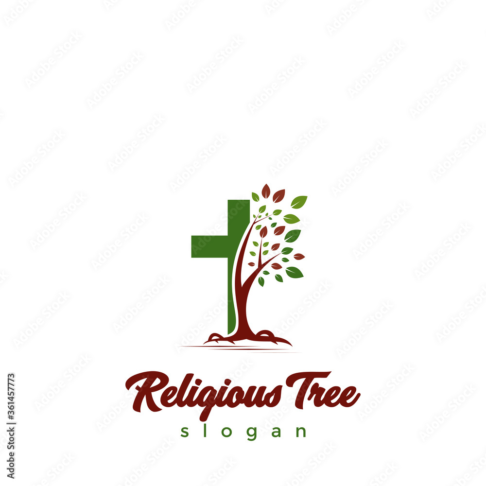 Religious tree logo design template Stock Vector | Adobe Stock