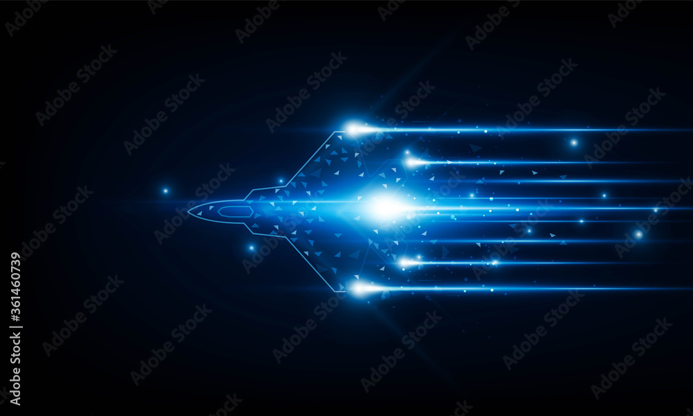 High speed concept. Fighter jet in the form of Arrow Light out ...